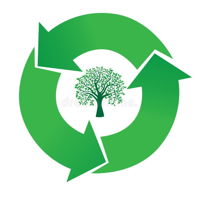 Tree with recycling icon stock vector. Illustration of life - 33130628