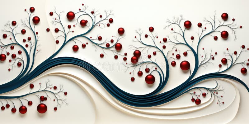 A Tree with Red Balls on it, AI Stock Illustration - Illustration of ...
