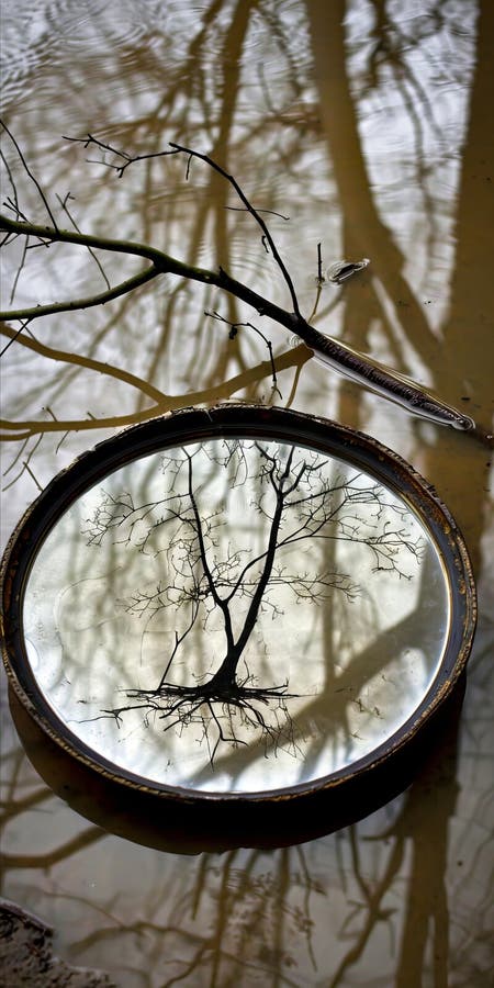 A Tree is Reflected in a Mirror in the Water Stock Photo - Image of ...