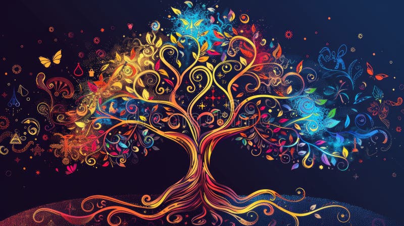 Tree of Religious Symbols Signifying Unity in Diversity Stock Image ...