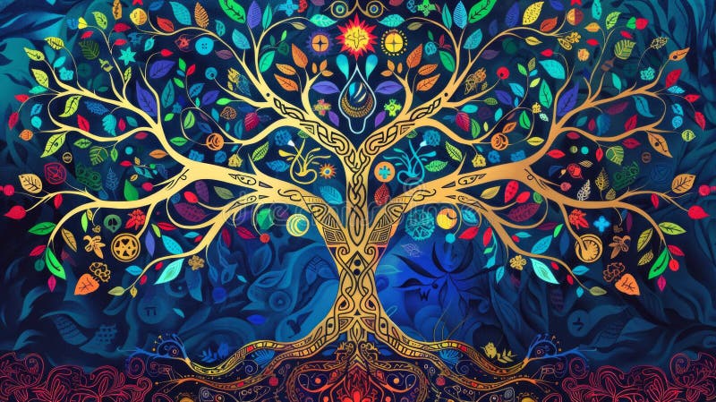 Tree of Religious Symbols Signifying Unity in Diversity Stock Photo ...