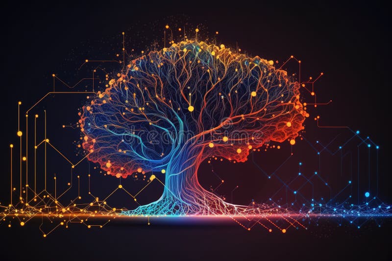 Tree Representing Network Big Data Science Illustration Over Dark ... Tree Representing Network Big Data Science Illustration Over Dark ...