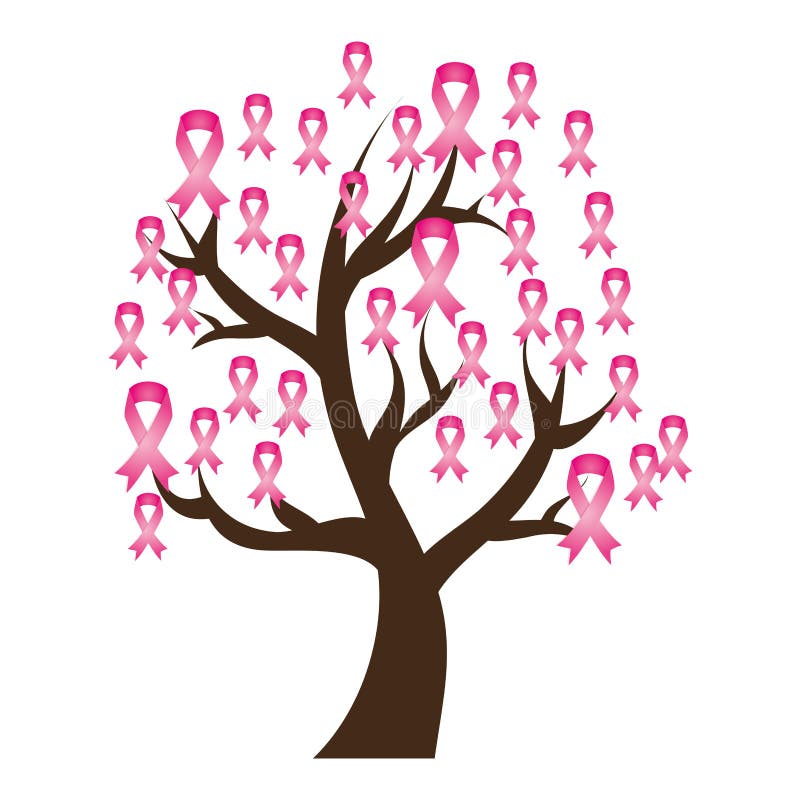 Tree with Breast Cancer Ribbon Pink Stock Vector - Illustration of ...