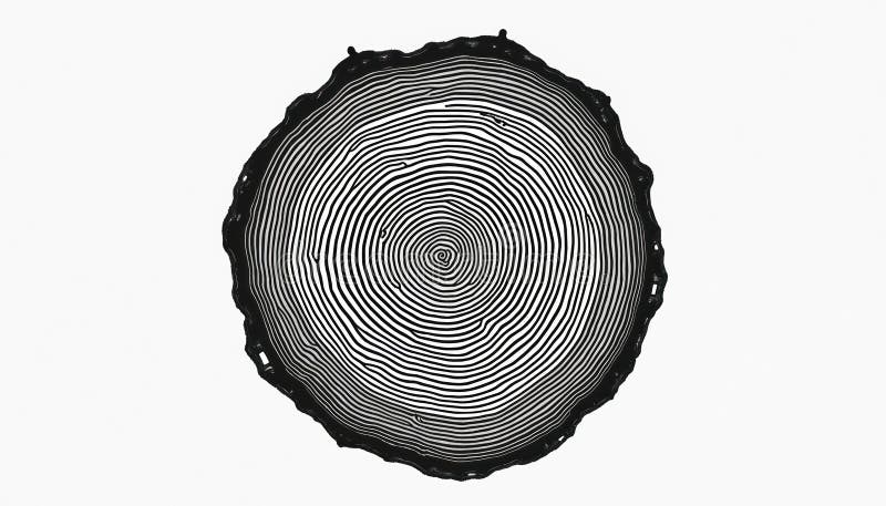 Tree Ring Texture Pattern with Topographic Circle Map. Black Line Print ...