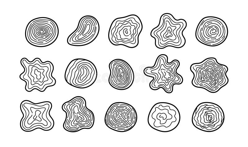 Tree Ring Wood Circle Set. Abstract Tree Age Year Circle. Wood Organic ...