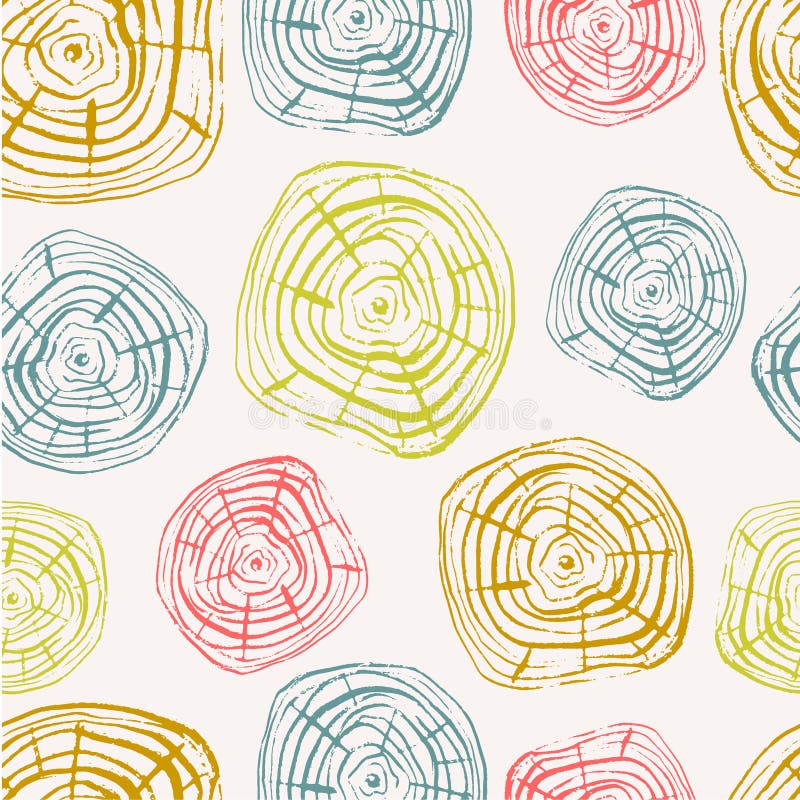 Tree Rings Seamless Vector Pattern. S Stock Illustration - Illustration ...