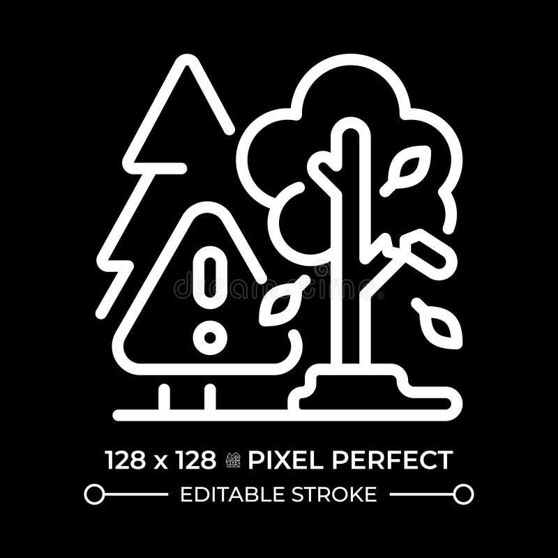 Tree Risk White Linear Icon for Dark Theme Stock Illustration ...