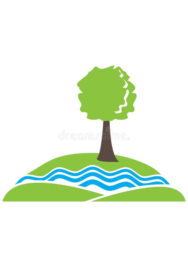 Tree-River-Hill Sign stock vector. Illustration of plant - 26022747
