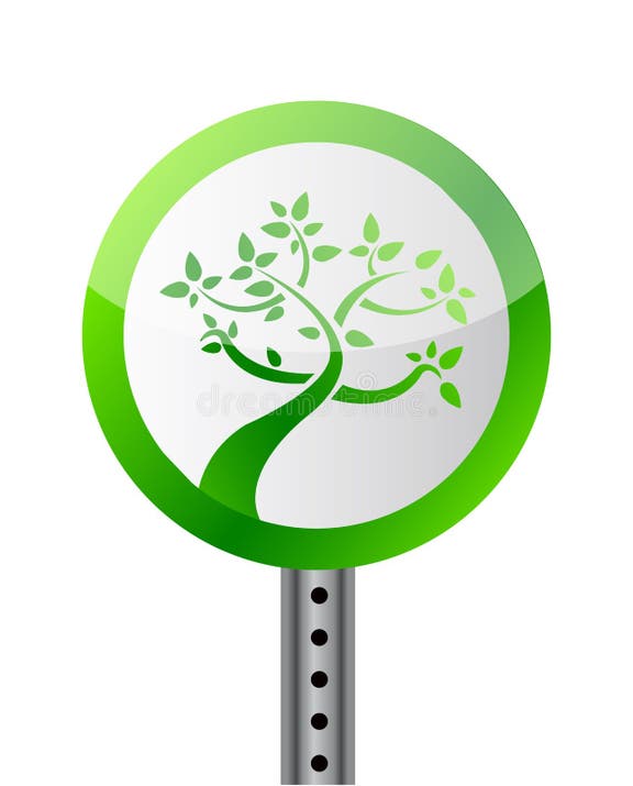 Tree Road Sign Illustration Design Stock Illustration - Illustration of ...