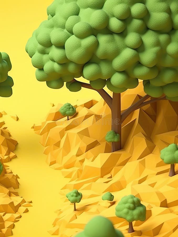 A Tree on a Rock with the Wild Deer, Generative AI Stock Illustration ...