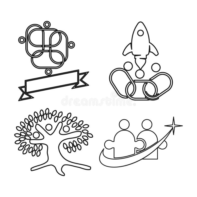 Tree Rocket Puzzle Commitment Teamwork Together Outline Logo Stock Vector - Illustration of ...