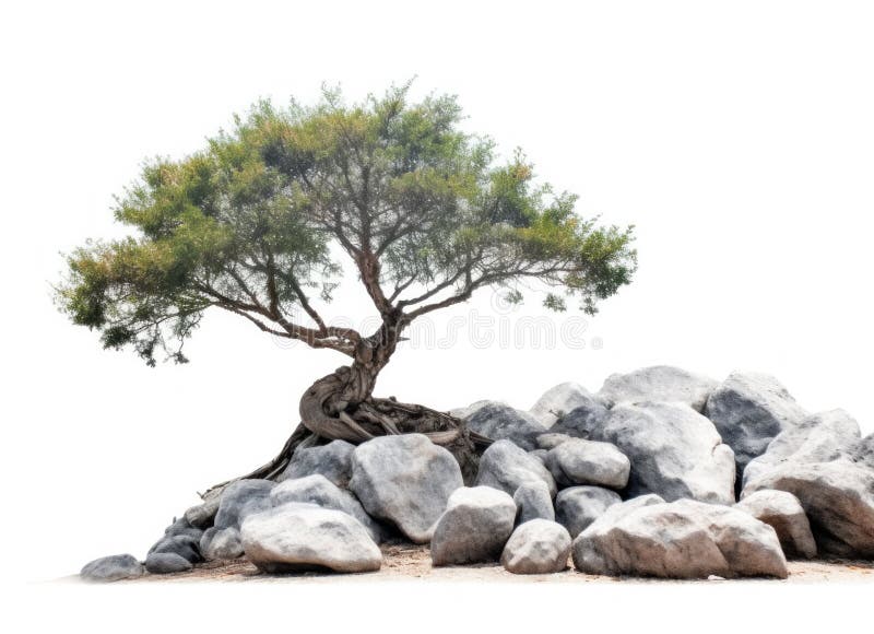 Tree and Rocks Isolated. Illustration AI Generative Stock Illustration ...