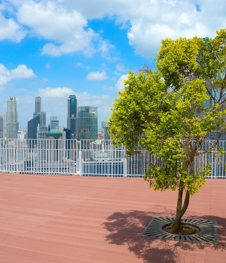 Tree Roof Top Skyscraper Singapore Stock Image - Image of overview ...