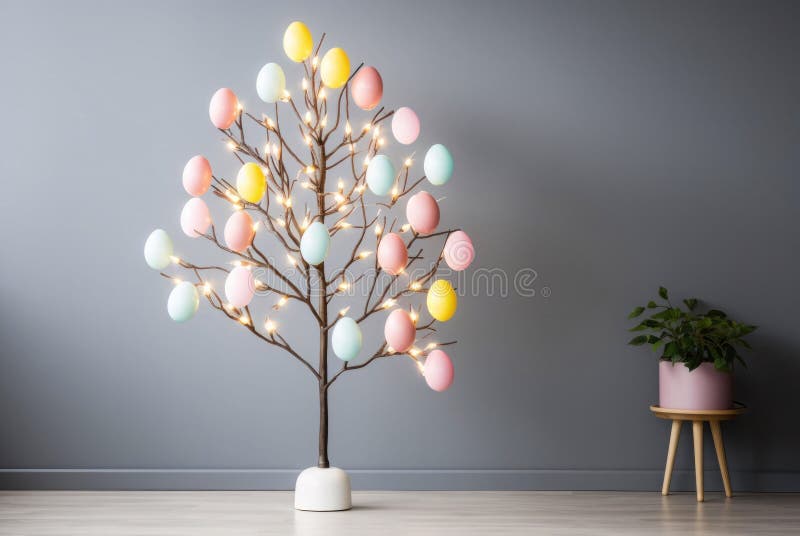 Tree in a Room with Flowers Tree in a Room Stock Illustration ...