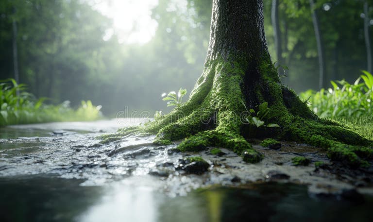 A Tree Root is Growing Out of the Ground Stock Illustration ...
