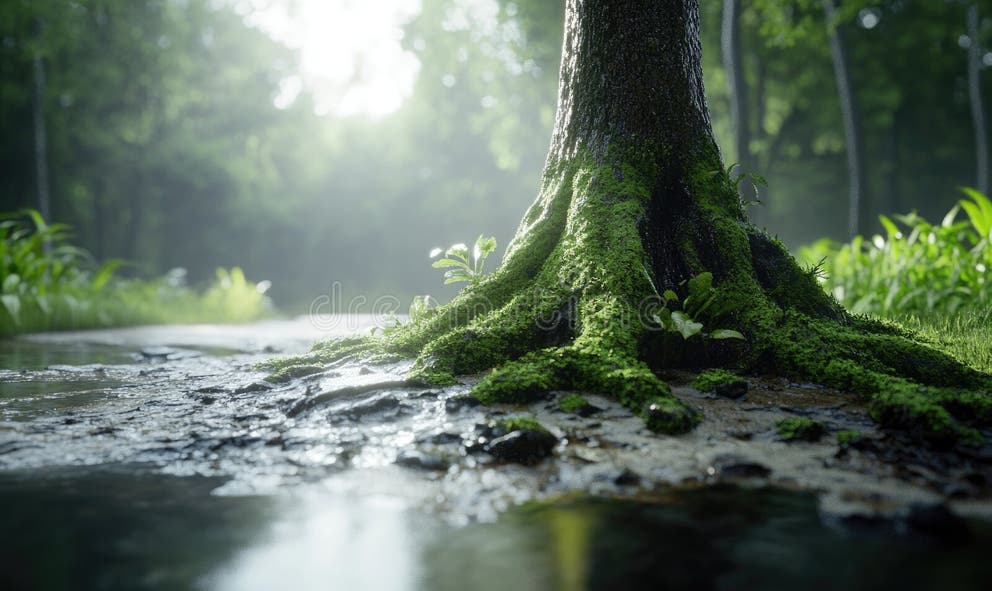 A Tree Root is Growing Out of the Ground Stock Illustration ...