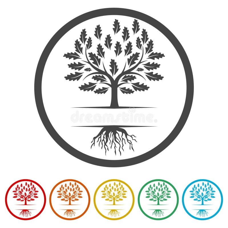 Tree and Root Logo, Tree and Root Icon Stock Vector - Illustration of ...