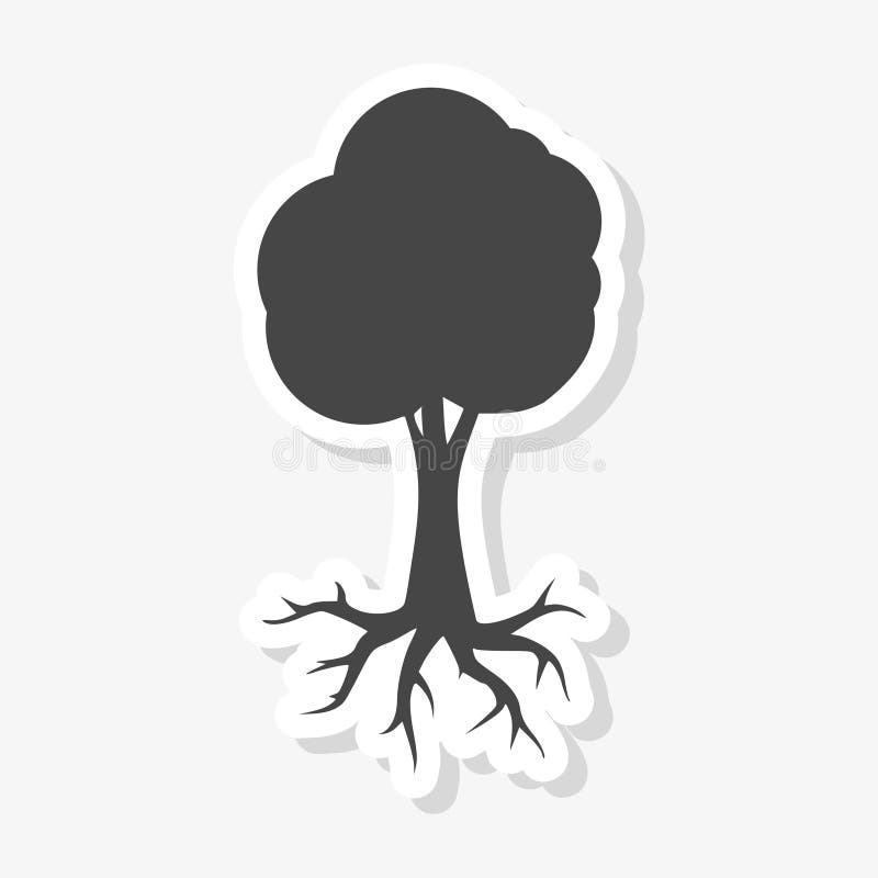 Tree and Root Sticker, Tree and Root Icon Stock Vector - Illustration ...