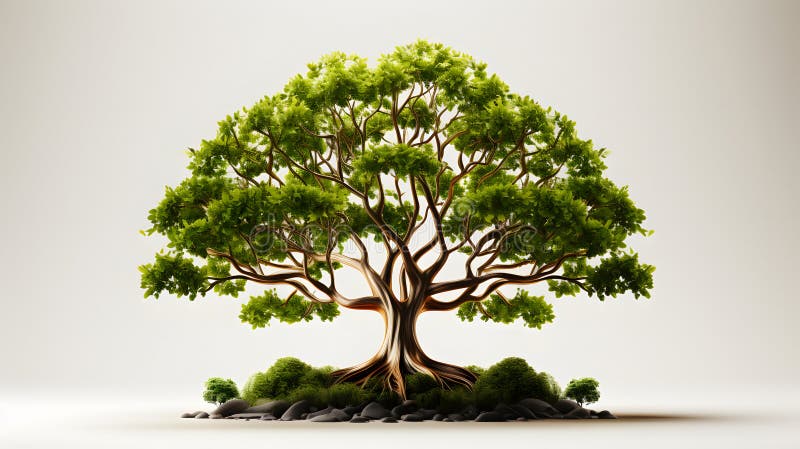 Tree with Root System Isolated on Solid Background. Stock Illustration ...