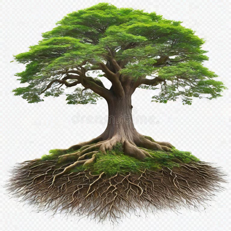 Tree with Root System Isolated on Transparent Background Stock Image ...