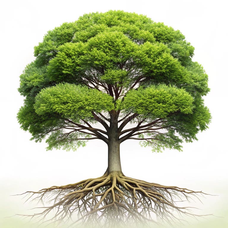 Tree with Root System Symbolizing Deep Connections Stock Illustration - Illustration of visible ...