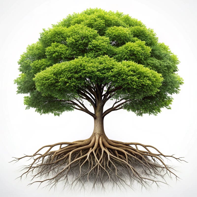 Tree with Root System Symbolizing Deep Connections Stock Illustration ...