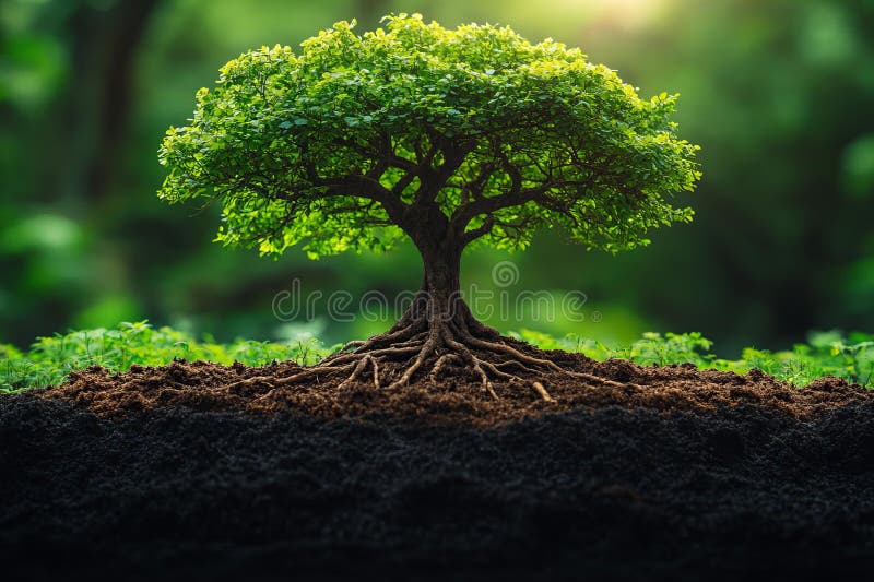 Tree with Root System Transverse Arrangement of Soil Going Deep into ...