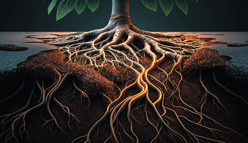 Tree Root Twists and Waves Symbolizing Growth Generated by AI Stock ...