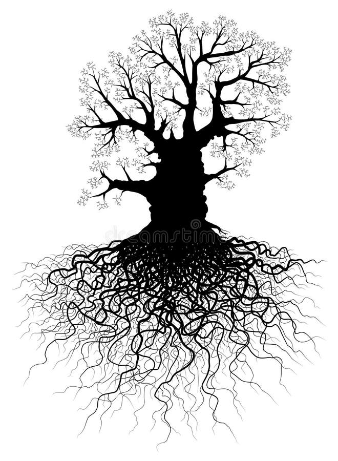 Whole Black Tree with Roots - Vector Stock Vector - Illustration of ...