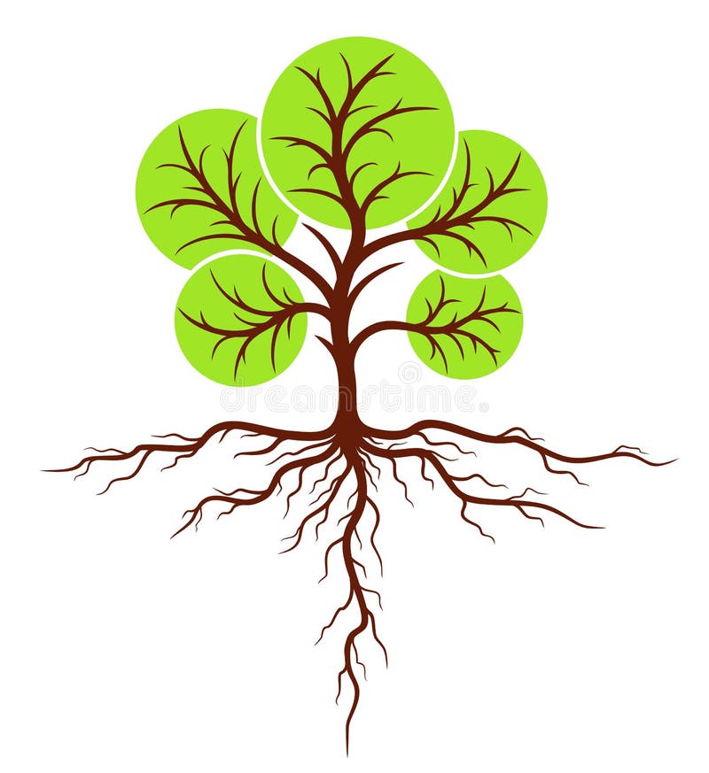 Tree with roots. stock vector. Illustration of symbol - 98861763