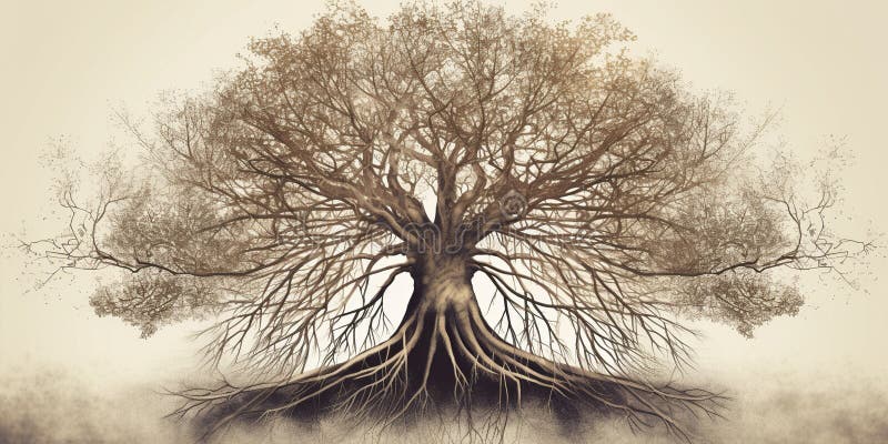 Tree with Roots and Branches, Concept of Growth, Created with ...