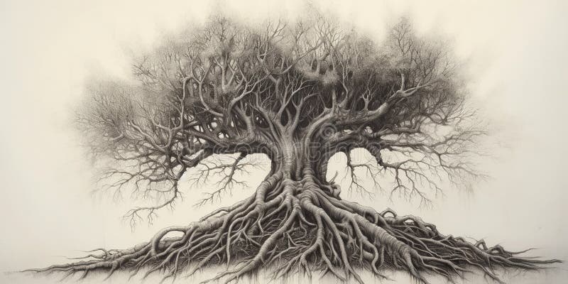 Tree with Roots and Branches, Concept of Growth, Created with ...