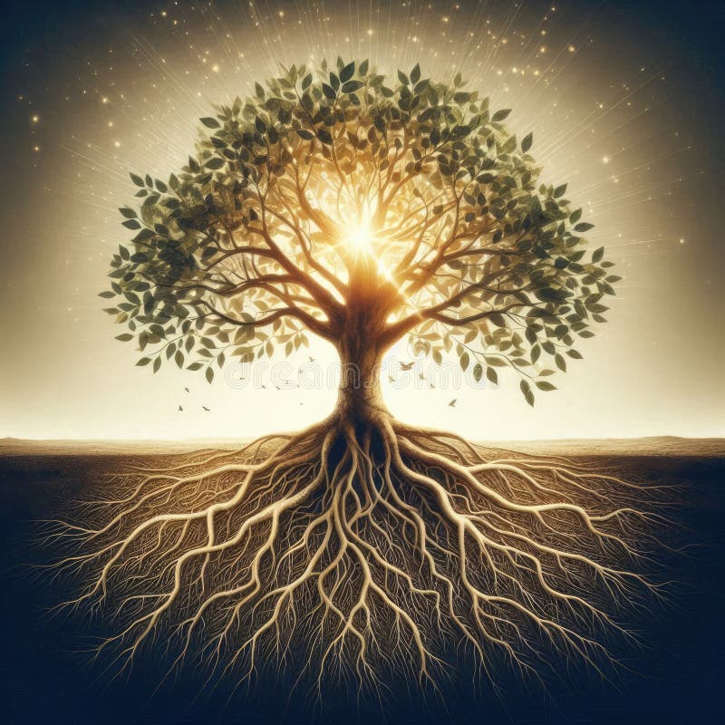 Tree with Roots and Branches Depicting Growth and Stability Stock ...