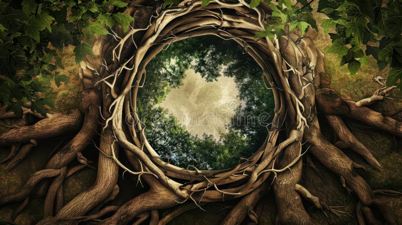A Tree with Roots and Branches Forming a Circle, Symbolizing ...