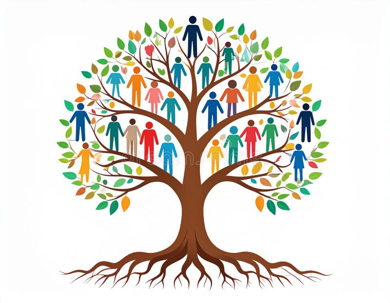 Tree with Roots and Branches Forming Human Figures of Various Shapes ...