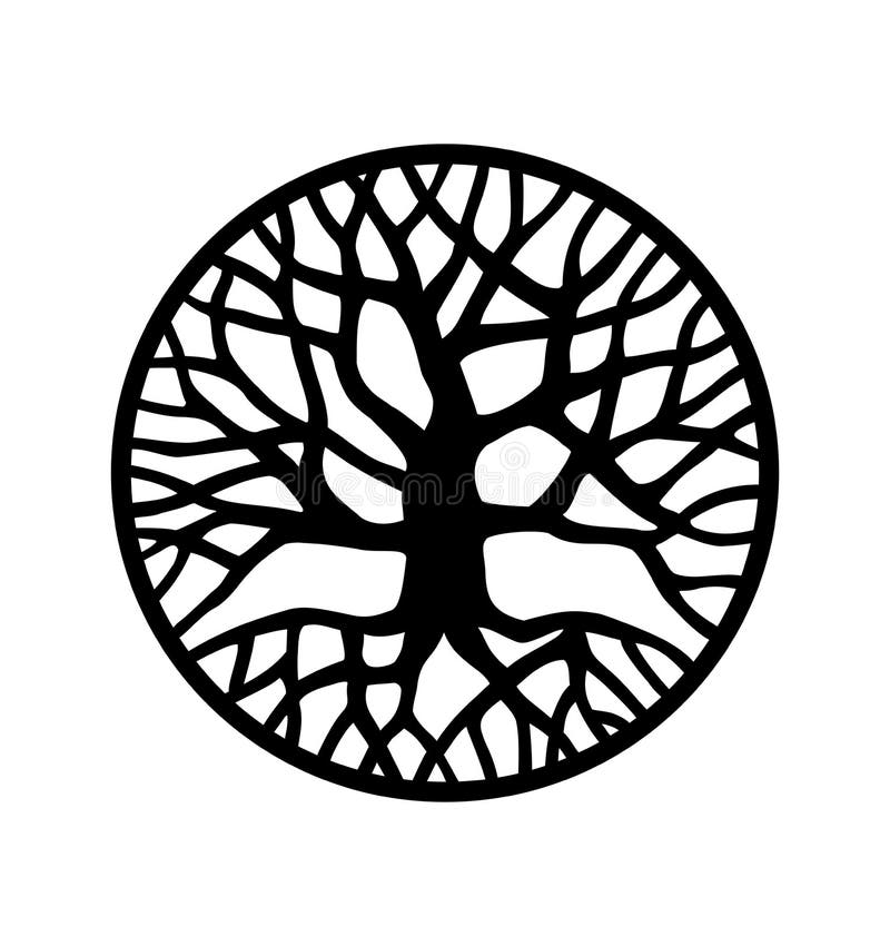 Tree Roots Circle Logo Badge Modern Vector Illustration. Branch, Dark ...