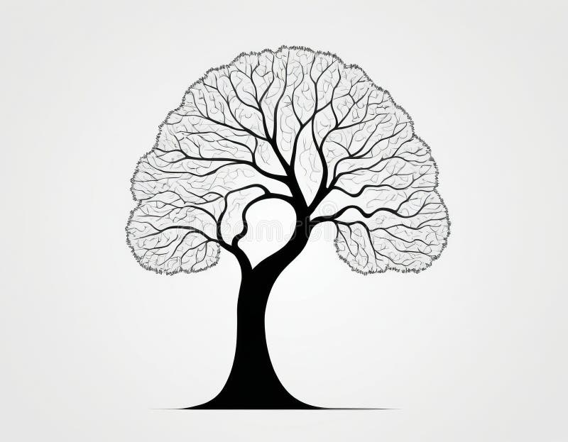 Tree with roots and crown stock illustration. Illustration of drawing ...