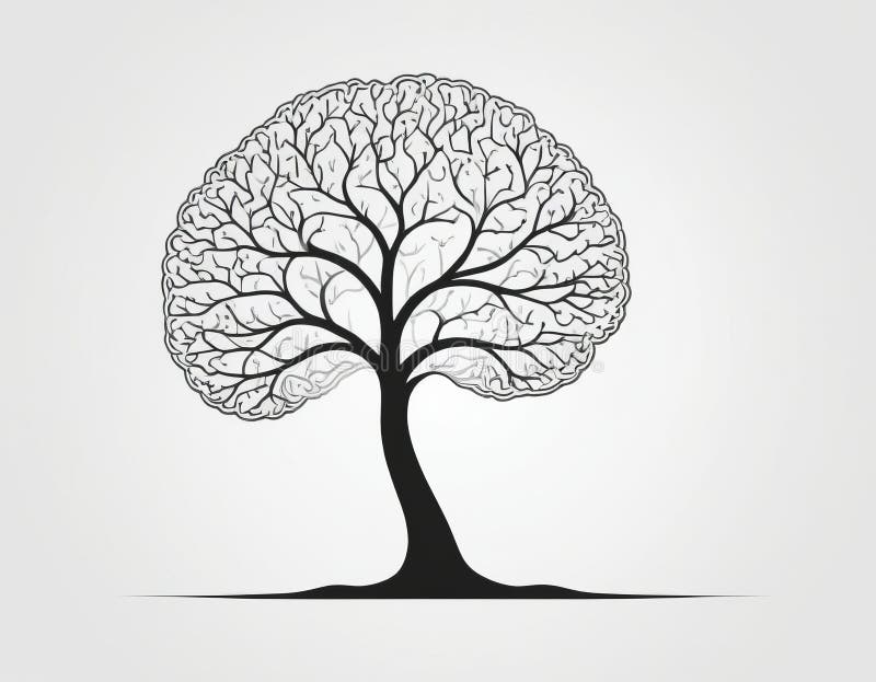 Tree with roots and crown stock illustration. Illustration of ...