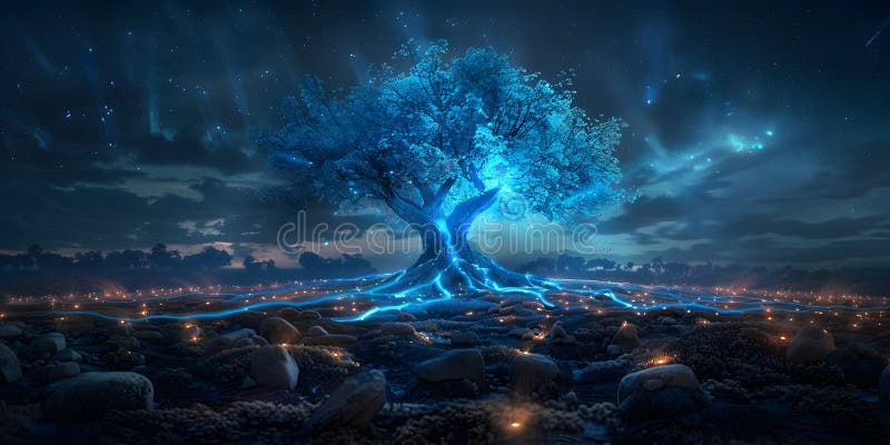 Tree with Roots on a Dark Background Stock Image - Image of root, scary ...
