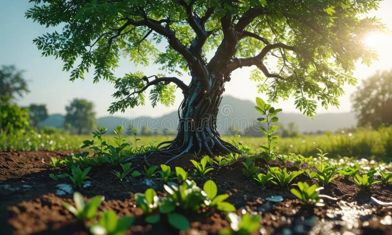 A Tree with Roots in the Dirt is the Main Focus of this Image. the Tree ...
