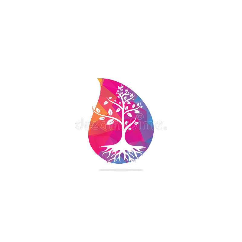 Tree Roots Drop Shape Concept Vector Logo Design. Stock Vector ...