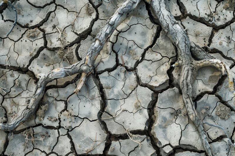 Tree Roots Emerge from Dried, Cracked Soil, Showcasing the Devastating ...