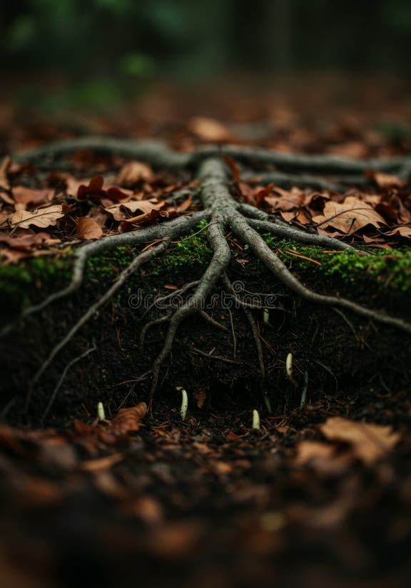 Tree Roots Emerging from Forest Soil Stock Illustration - Illustration ...
