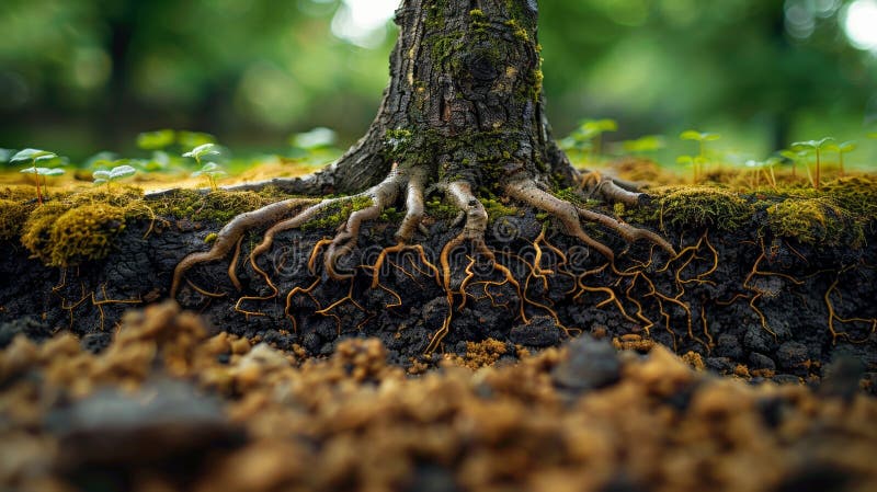 Tree Roots Exposed Above Ground in a Forest Stock Image - Image of tree ...
