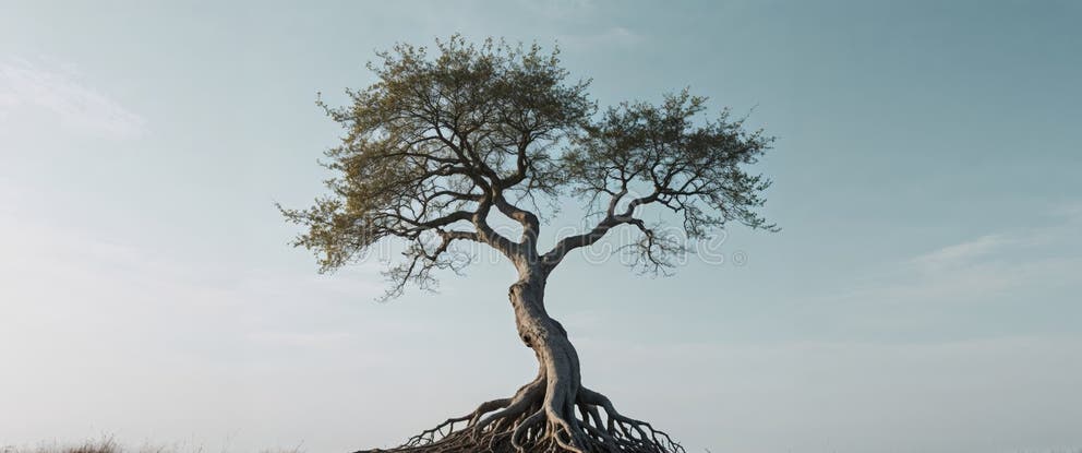 Tree with Roots that Extend into the Sky and Branches that Burrow into the Earth Stock Image ...
