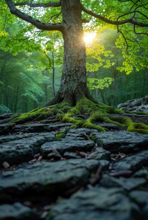 Tree Roots in a Forest. stock photo. Image of landscape - 330408352
