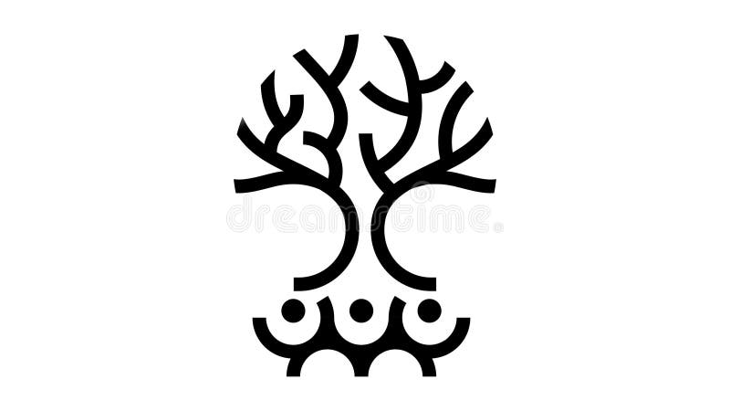 Tree with Roots Formed by Linked Human Figures Graphic Animation. Alpha ...