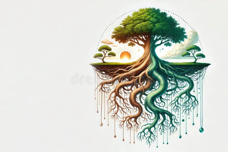 A Tree with Roots that Go Deep. Space for Text. Stock Photo - Image of ...