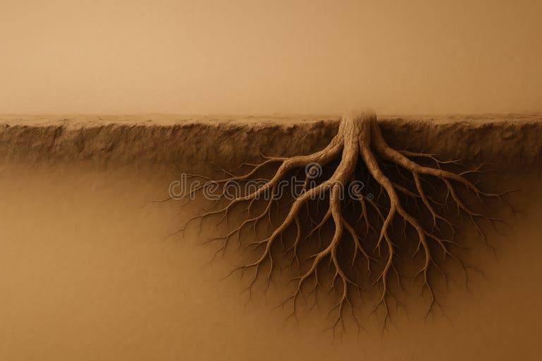 Tree Roots in the Ground. Space for Text. Stock Image - Image of ...
