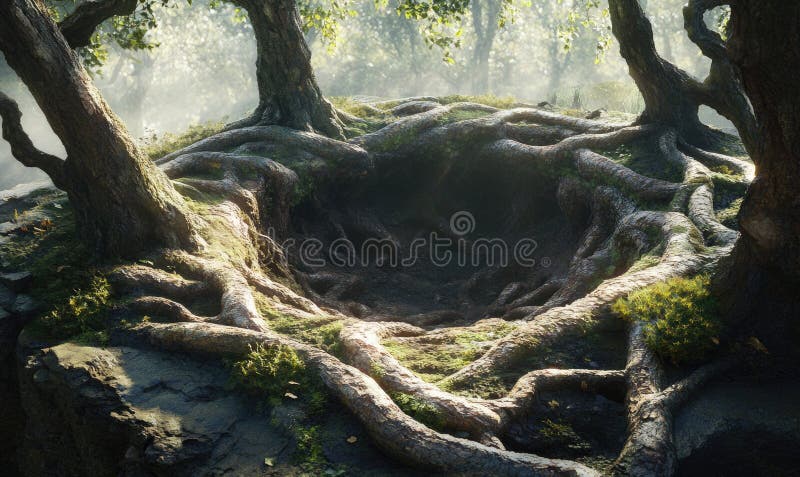 A Tree with Roots Growing Out of it Stock Image - Image of growing ...